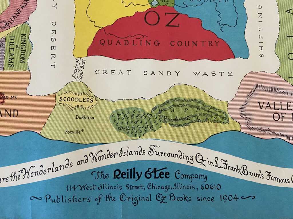 Sold: 1968 MAGICAL WORLD OF OZ MAP Blue Poster Reilly & Lee Wizard of ...