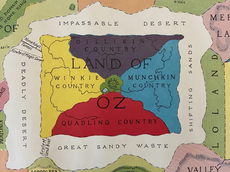 Sold: 1968 MAGICAL WORLD OF OZ MAP Blue Poster Reilly & Lee Wizard of ...