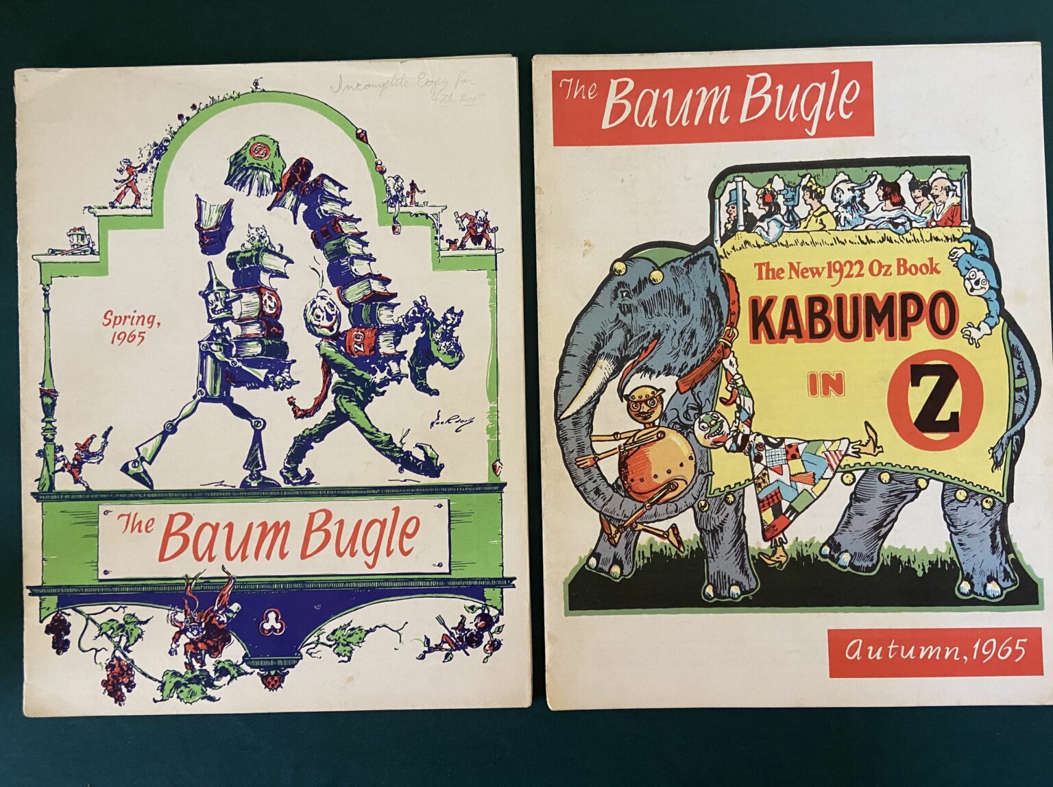 BAUM BUGLE Wizard of Oz Club Choice 1964 or 1965 Issues Spring Autumn ...