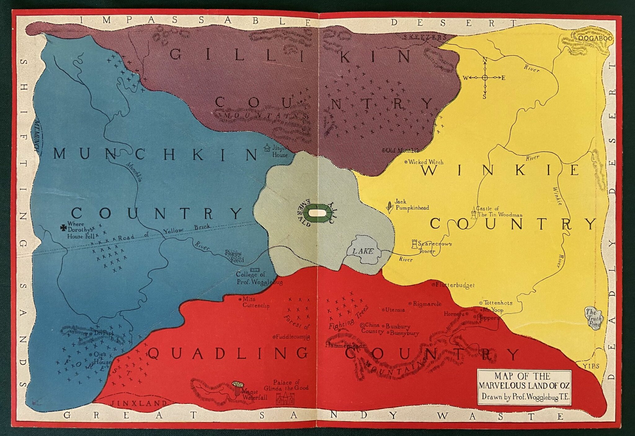 Sold: 1920 LAND OF OZ MAP Flag Reilly & Lee Original Wizard of Oz Tik ...